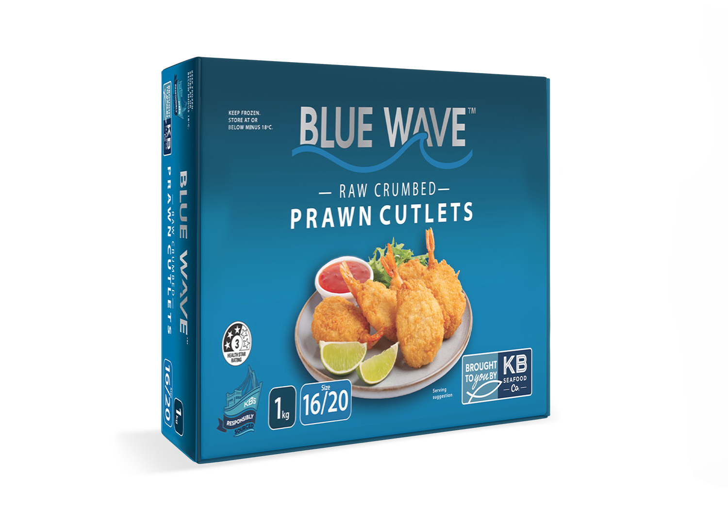 Blue Wave Raw Crumbed Prawn Cutlets 16/20 - KB Blue Wave