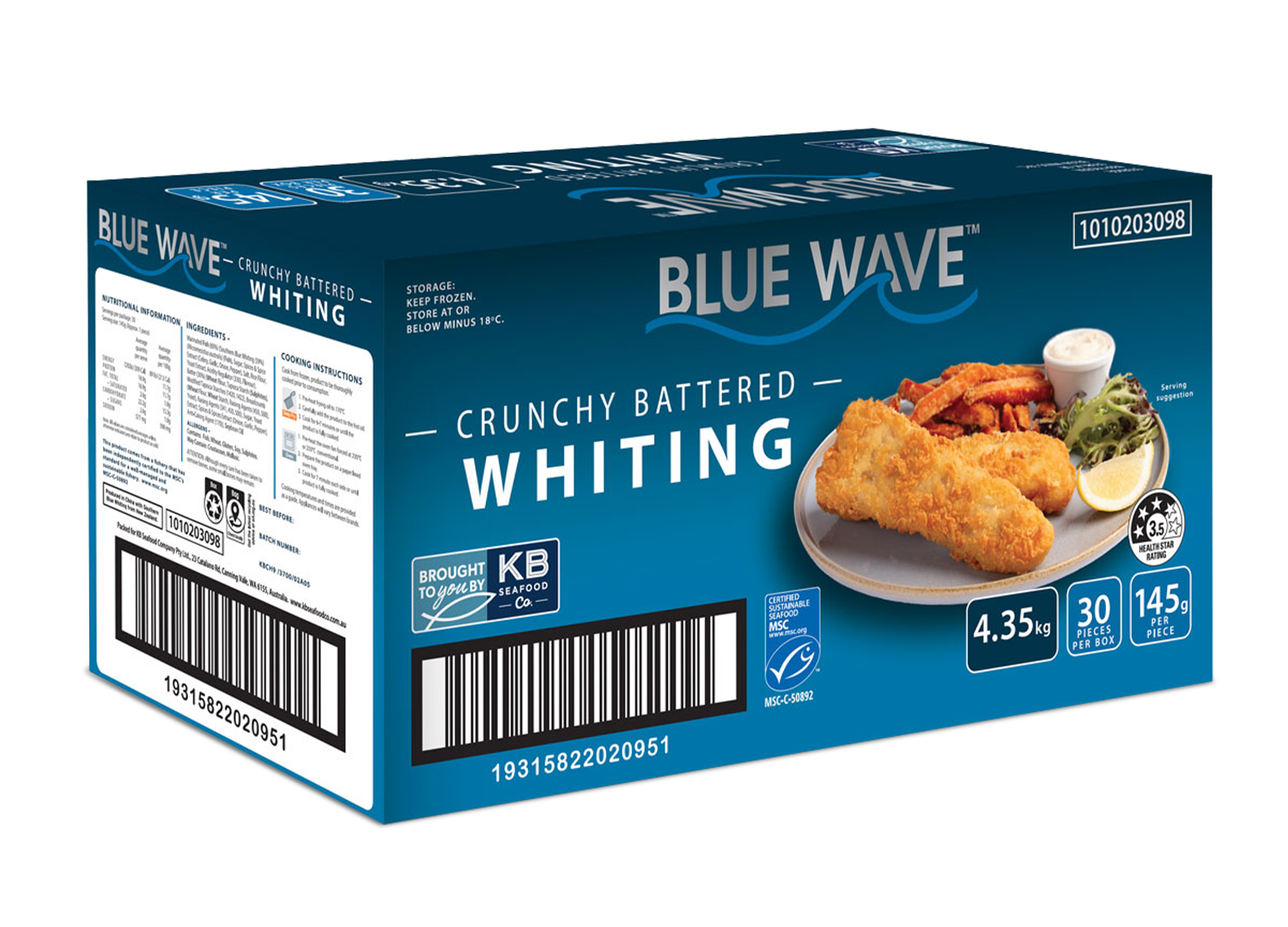 Blue Wave Crunchy Battered Whiting - KB Blue Wave