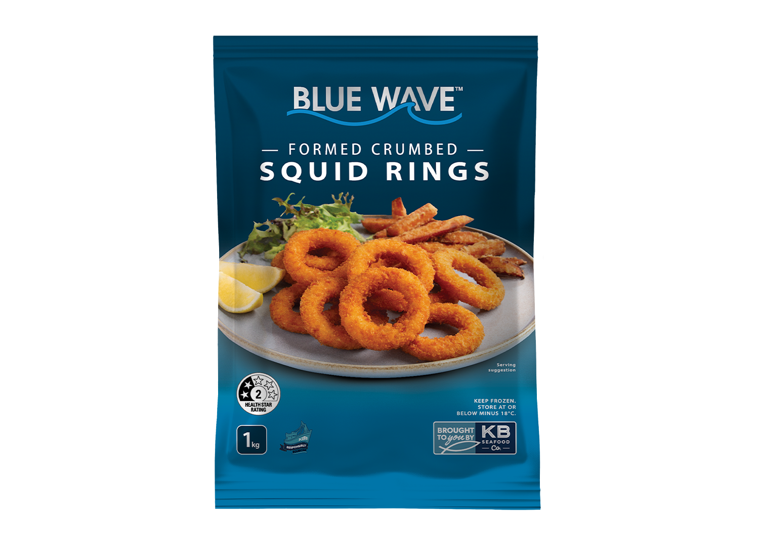 Blue Wave Formed Crumbed Squid Rings - KB Blue Wave