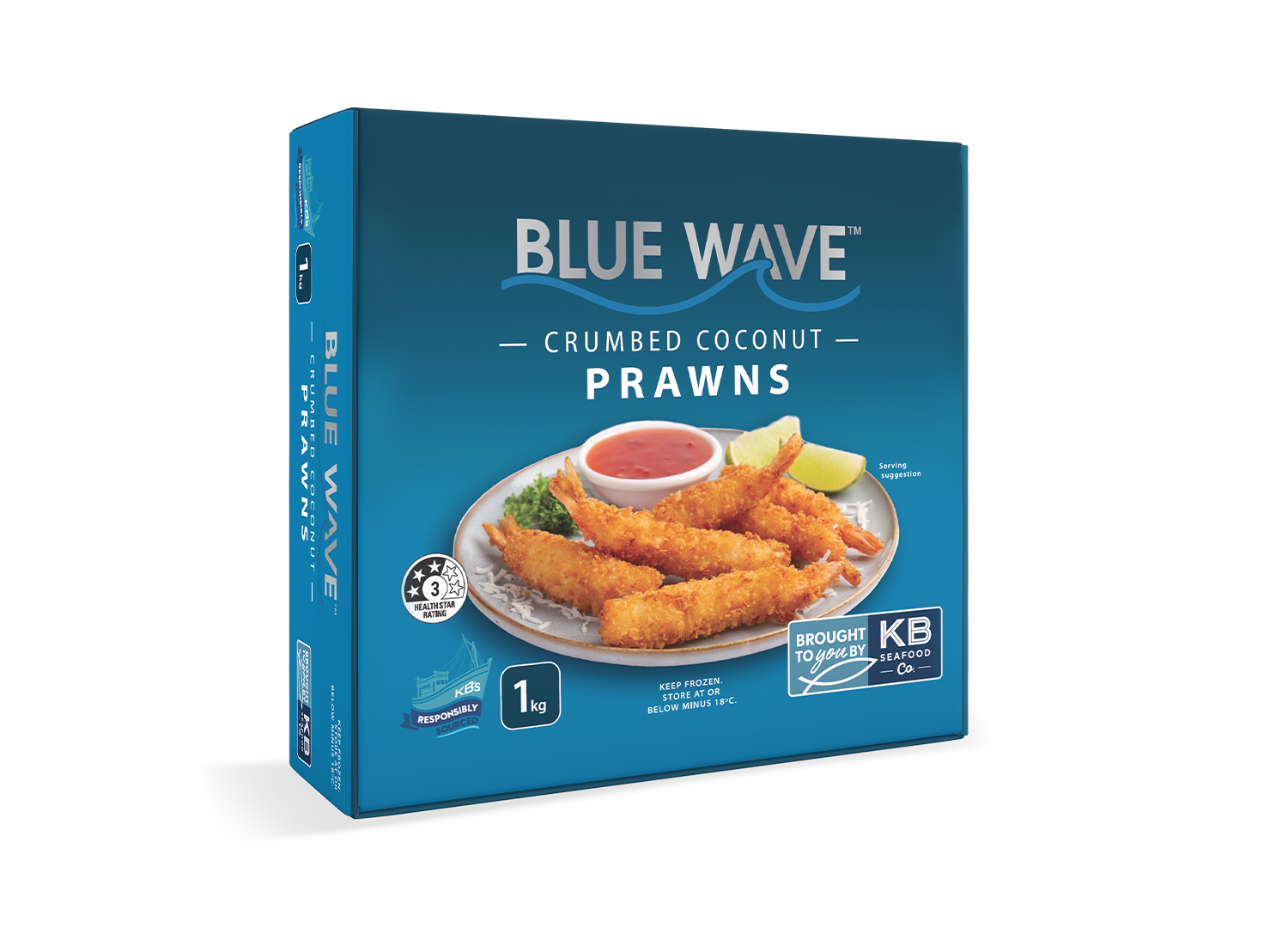 Blue Wave Coconut Crumbed Stretched Prawns - KB Blue Wave
