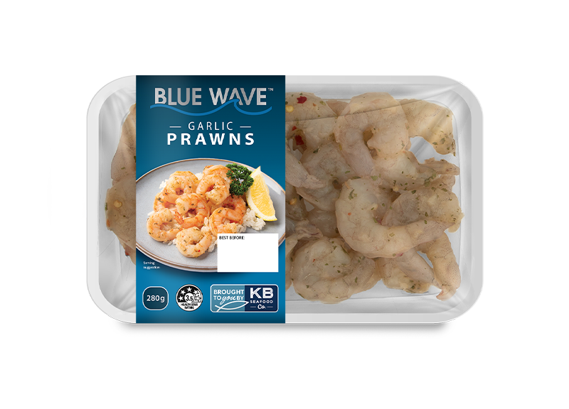 Blue Wave Garlic Prawns - KB Blue Wave